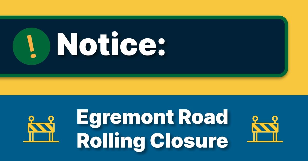 Notice - Egremont Road Rolling Closure | Middlesex County